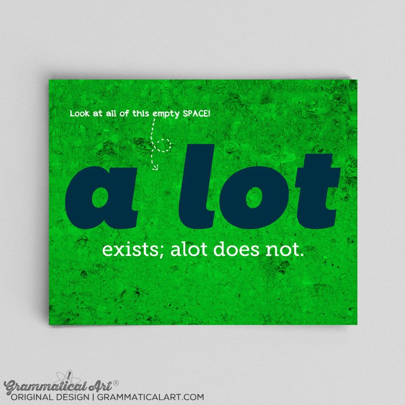 A Lot Alot Grammar Print English Teacher Gift Proper Grammar Bookworm ...