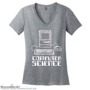 Computer Science V Neck Tee Womens Shirt Women in Science Computer Geek ...