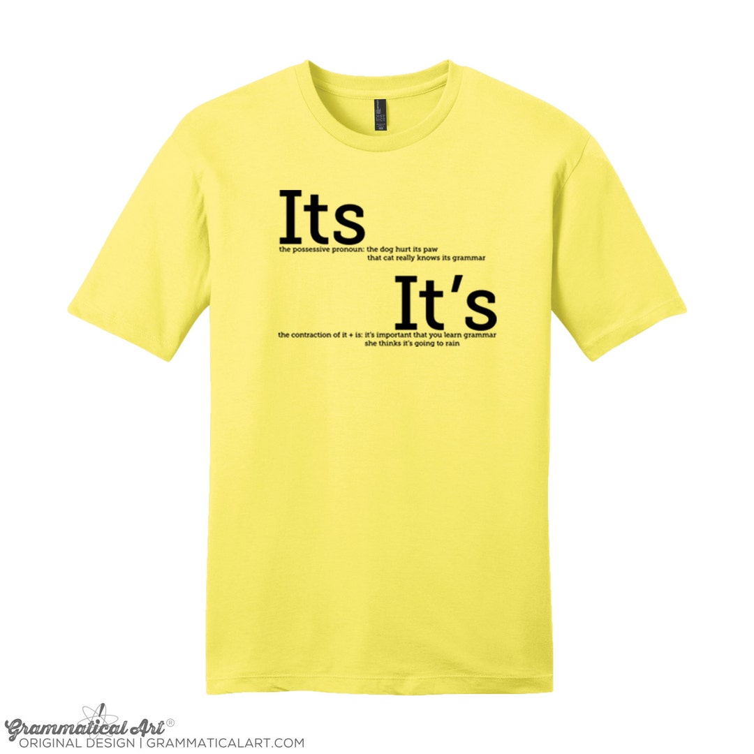Grammar Shirt Its It's Men's Shirt Cool Nerdy T-shirt Funny Geekery ...