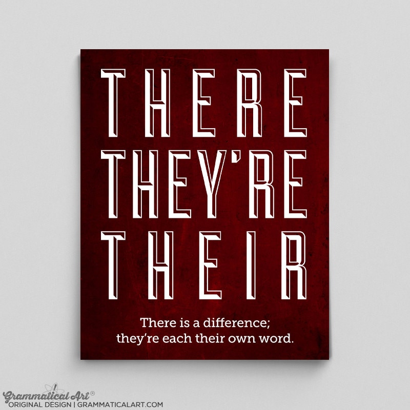 Grammar There They're and Their Print Perfect English Gift | Etsy