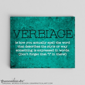 Verbiage Definitition Grammar Print Perfect English Gift Teacher Gifts ...