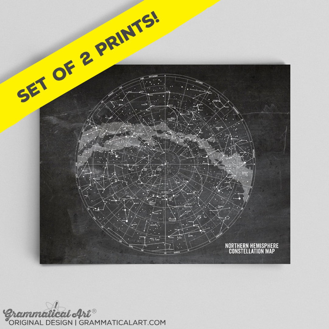 Star Map Constellations Map Set Astronomy Poster Stars Print ...