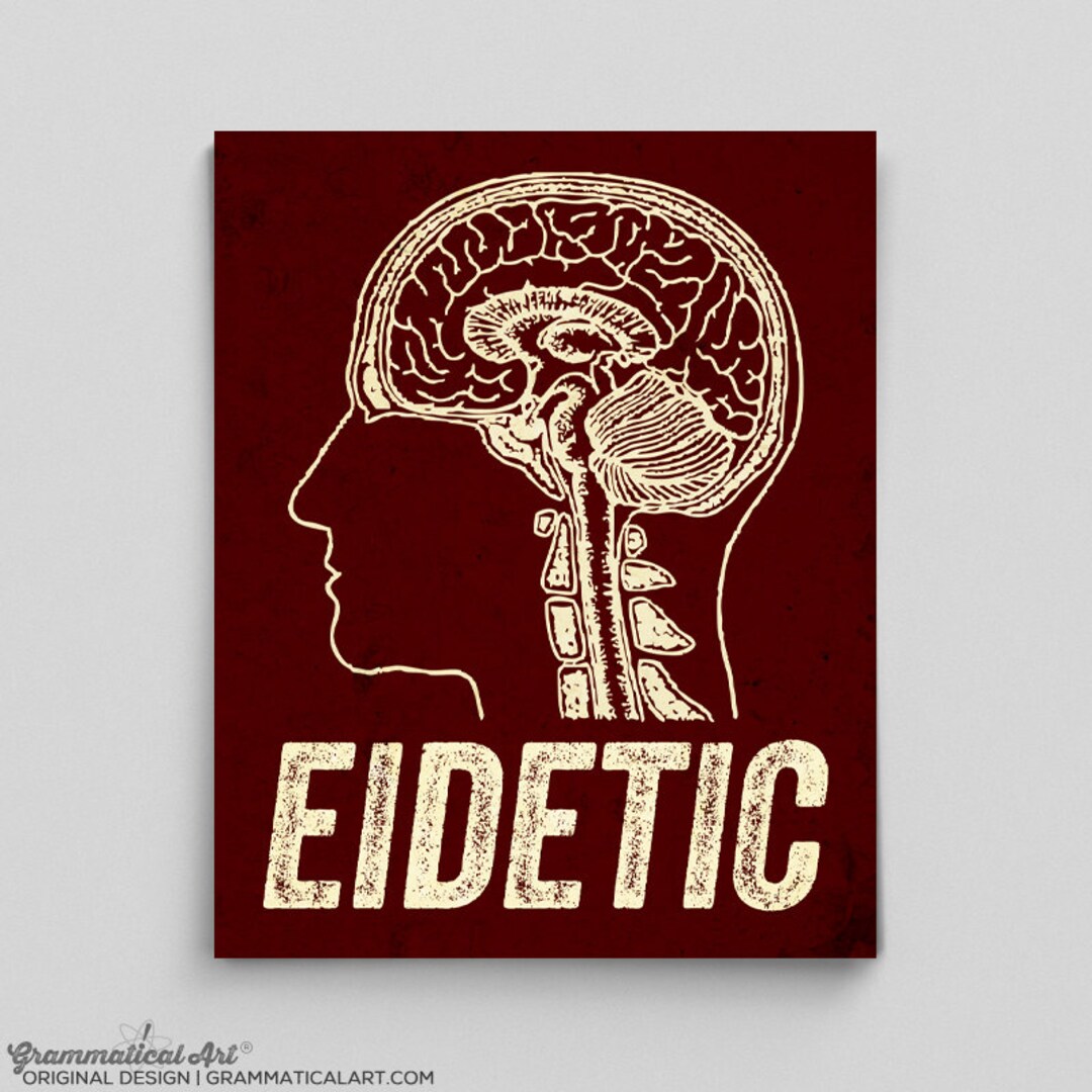 Eidetic Memory Print Brain Cross Section Brainy Science Art Typographic ...