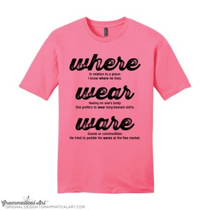 Grammar Shirt Where Wear Ware Women's Shirt Cool Nerdy Shirt English ...