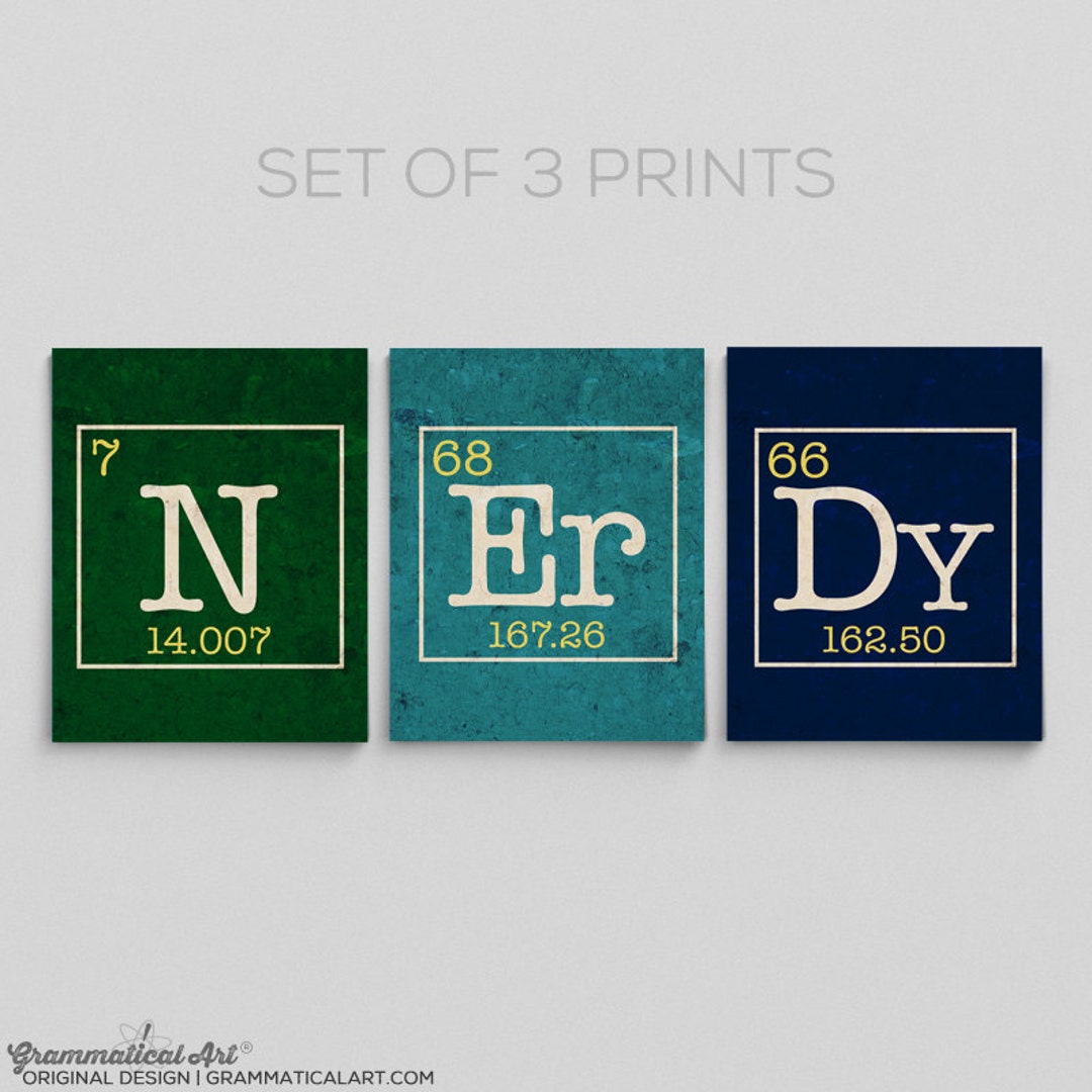 Science Dorm Decor Periodic Table Nerdy Set Science Chemistry Nerdy ...