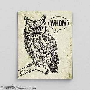 Owl Decor Typographic Print Grammar Whom Owl Vintage English Poster ...