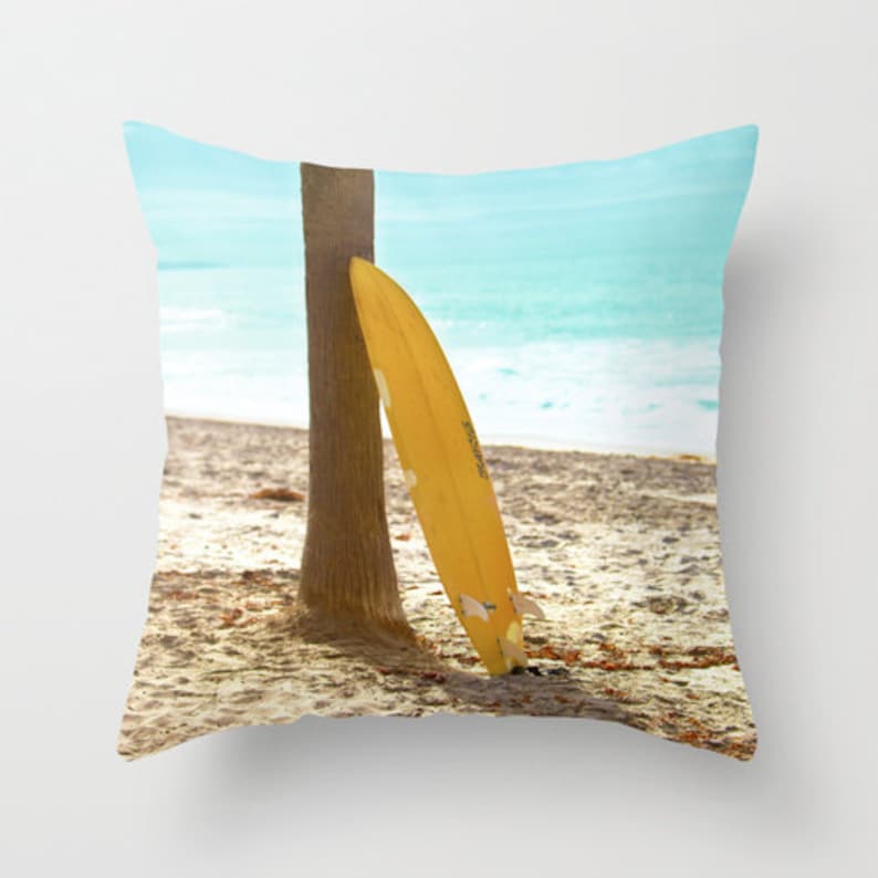 Surf Pillow - Surfboard Pillow Case - Ocean Beach Pillow - Surfer Throw ...