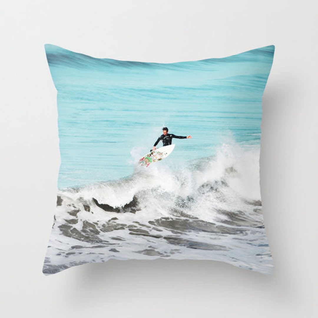 Surf Pillow Surfer Pillow Case Ocean Beach Pillow Surfer Throw Pillow ...