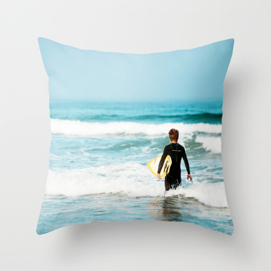 Surf Pillow - Surfer Pillow Case - Ocean Beach Pillow - Surfer Throw ...