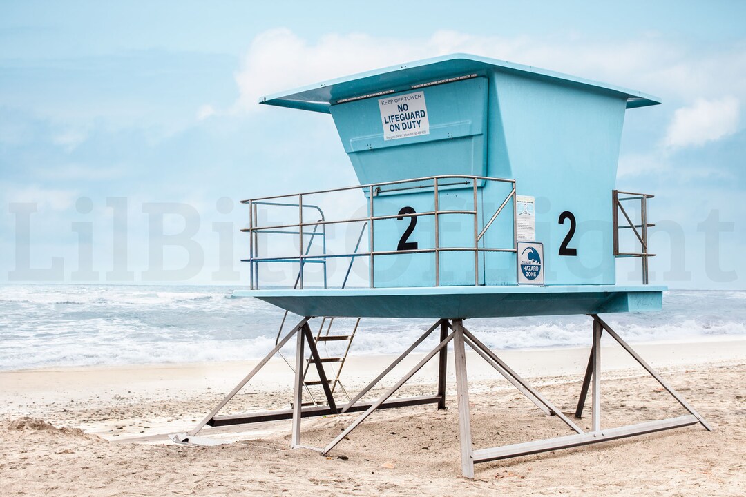 Surf Photo - Surfer Ocean - Blue Lifeguard - Lifeguard Stand Art ...
