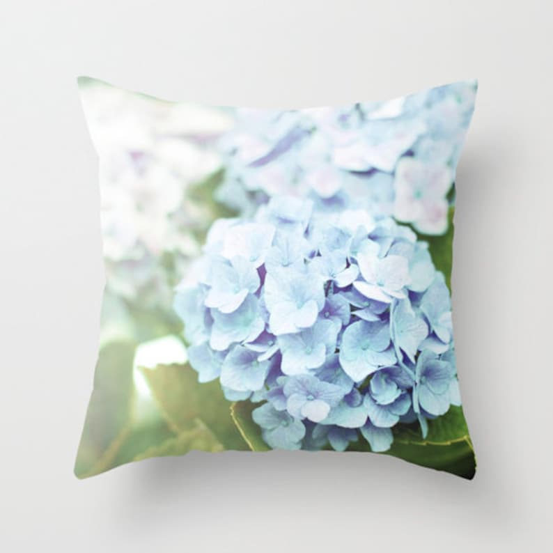 Blue Hydrangea Pillow, Blue Pillow, Flower Pillow, Home Decor Pillow ...