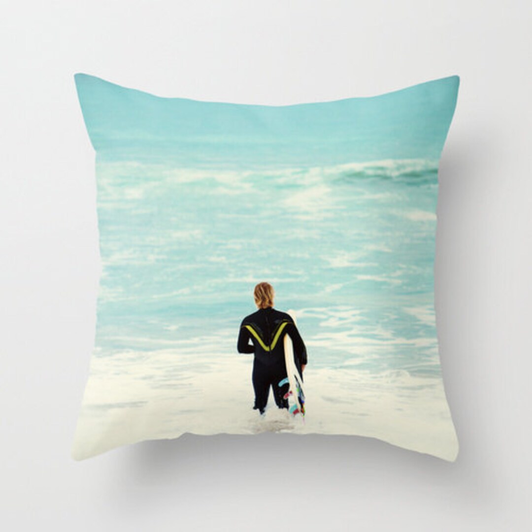 Surf Pillow - Surfer Pillow Case - Ocean Beach Pillow - Surfer Throw ...