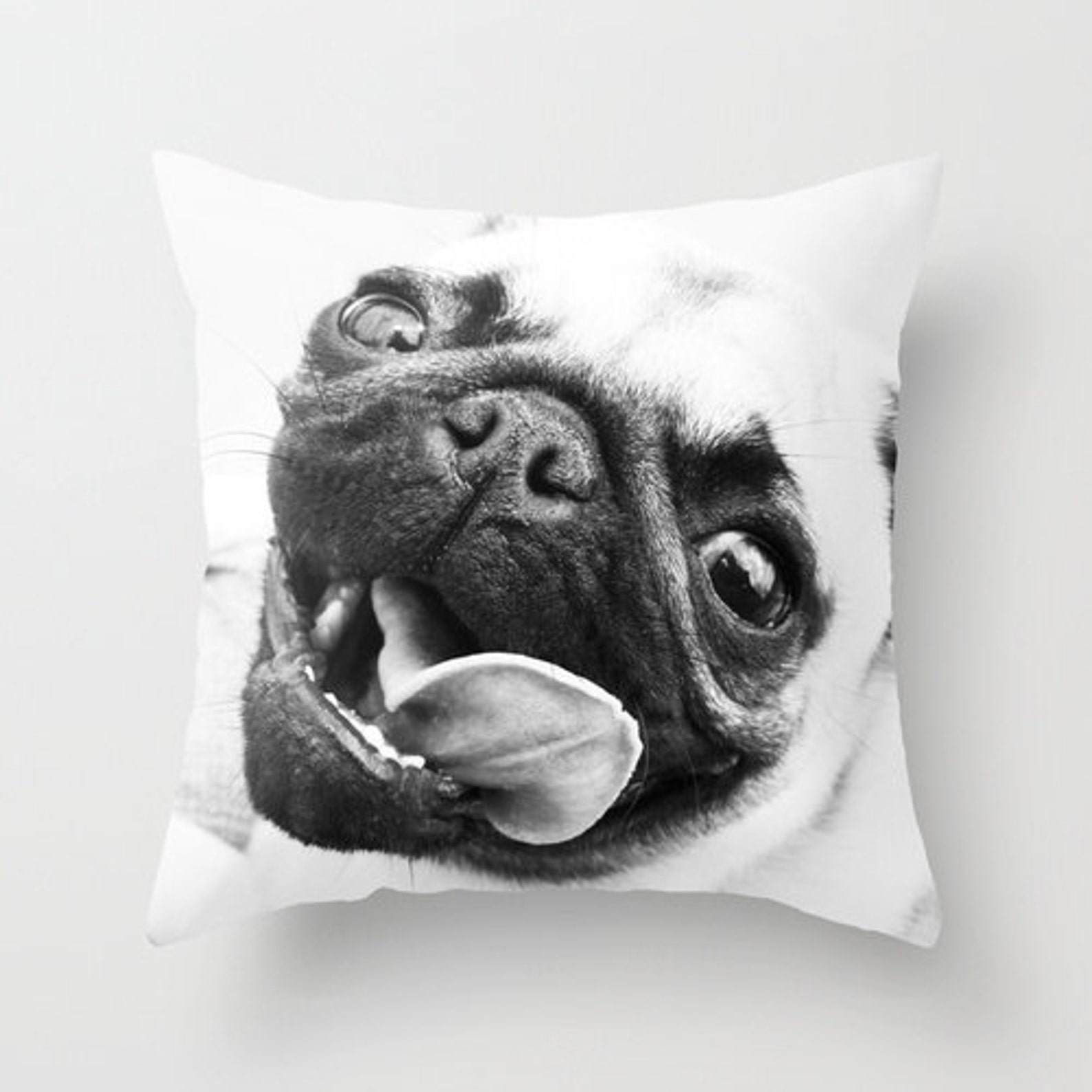 Pug Pillow Cover - Dog Pillow Cover - Pug Pillow Case - Tongue Happy ...