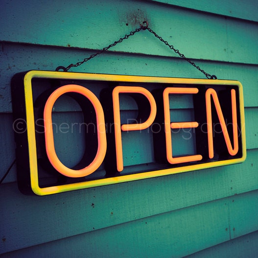 Open Sign Photograph Restaurant Light Print - Kitchy Photo - Kichen ...