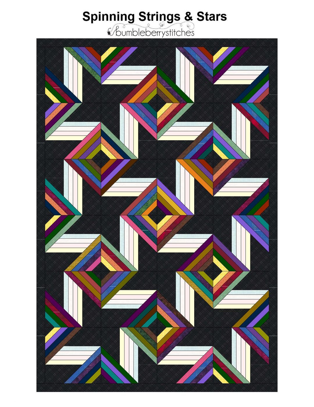 Spinning Strings & Stars by Bumbleberry Stitches Quilt Block Paper ...