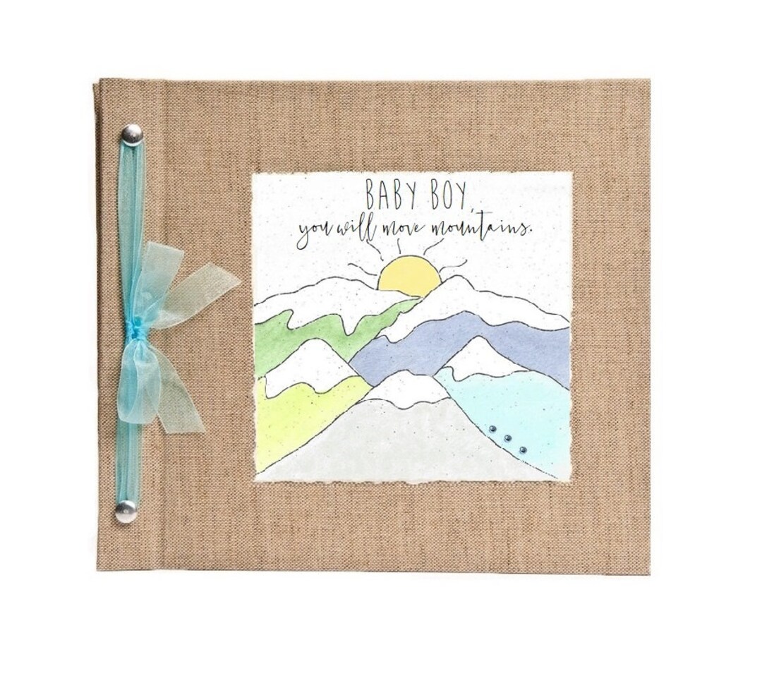 Baby Boy Mountain Adventure Memory Book, Linen 1-5 Year Keepsake ...