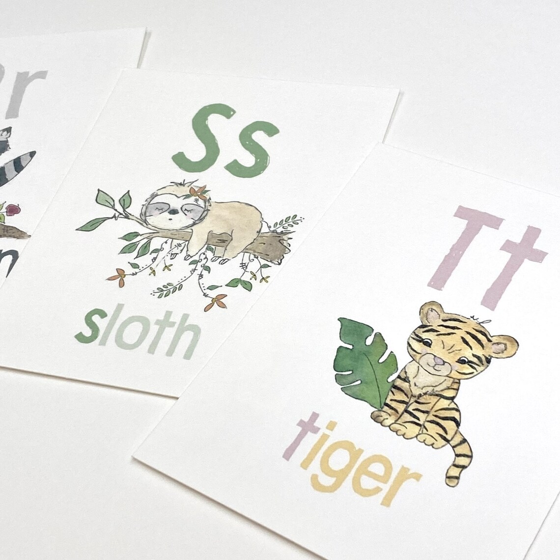 Watercolor ABC 123 Flashcards, Animal Illustrations - Etsy