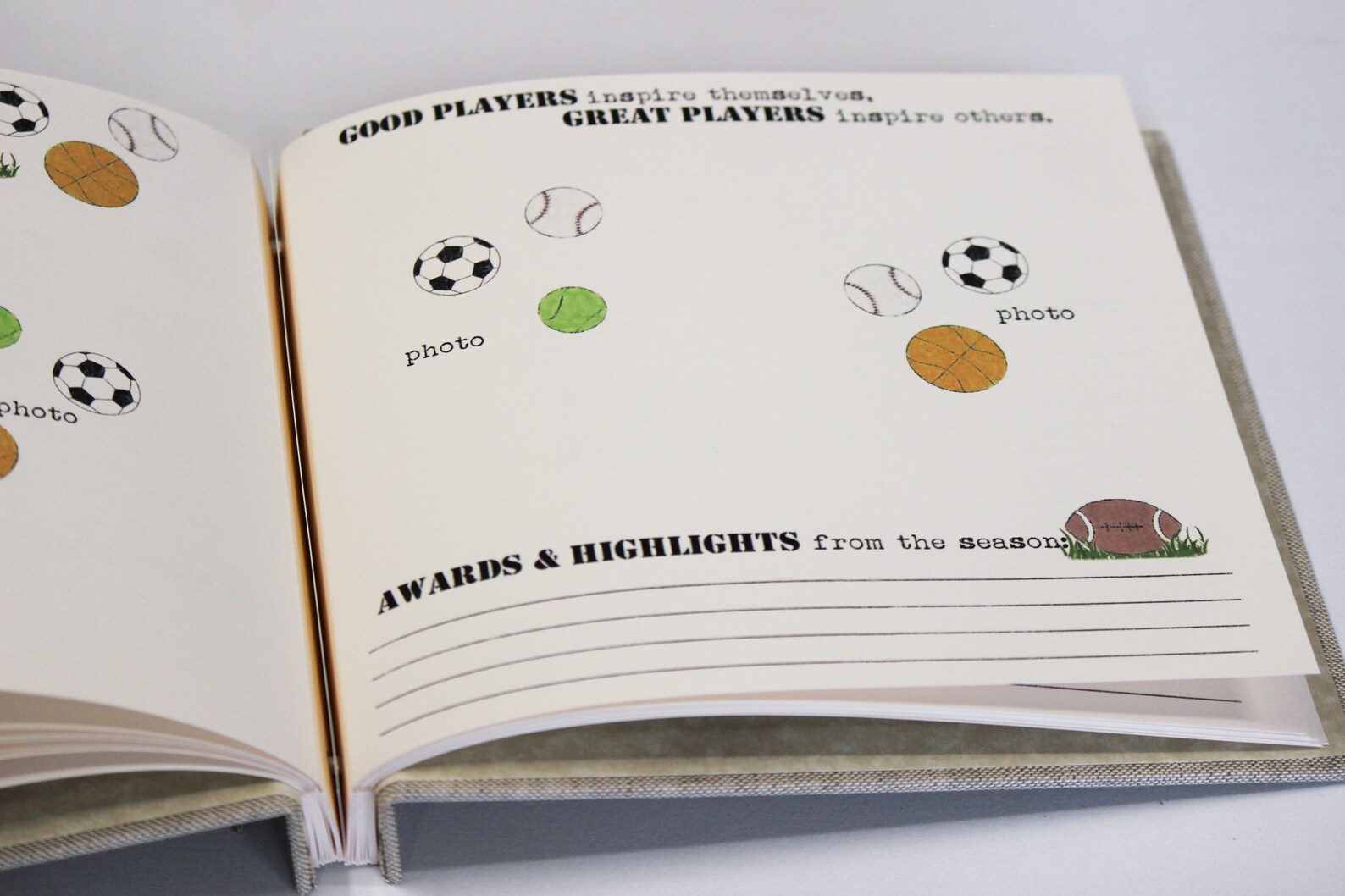 Football Sports Journal, Team Photo Book, Linen Sports Book, Sports ...