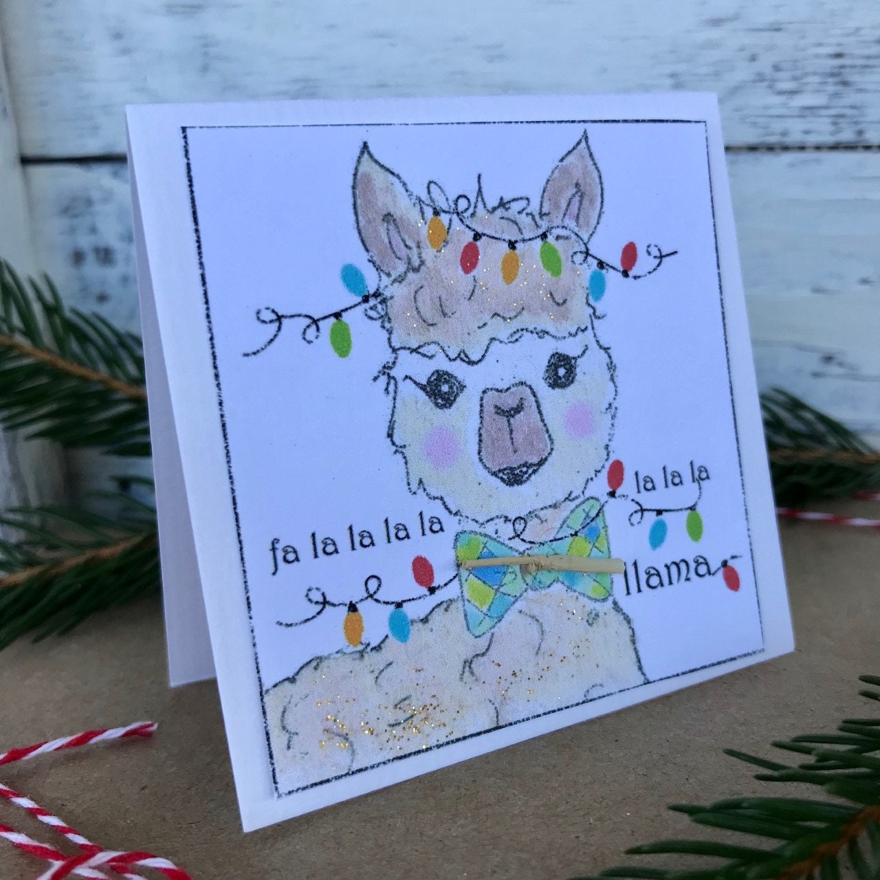 Llama Banner Llama Cards Llama Artwork Llama Holiday | Etsy