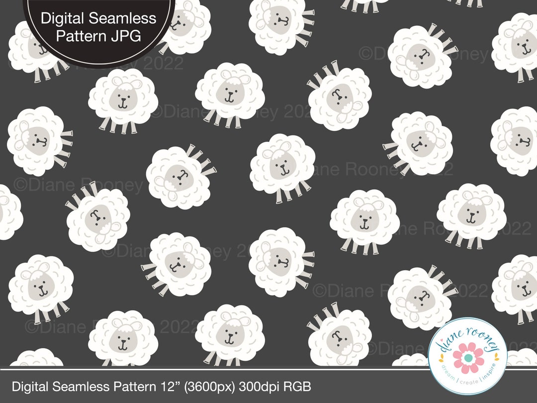 Cute Sheep Seamless Pattern, Sheep Farm Seamless File, Digital Repeat ...