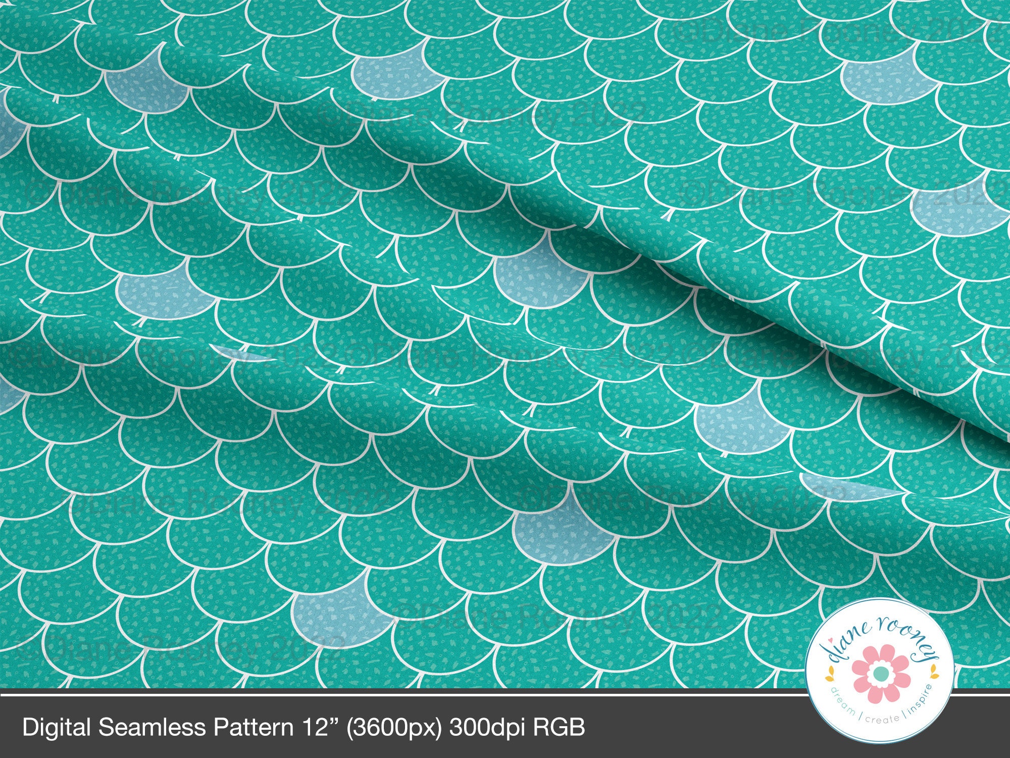 Teal Mermaid Scales Seamless Pattern Digital Repeat Pattern Digital ...