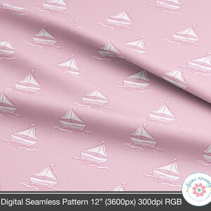 Pink Sailing Boats Seamless Pattern for Fabric Ocean Summer Seamless ...