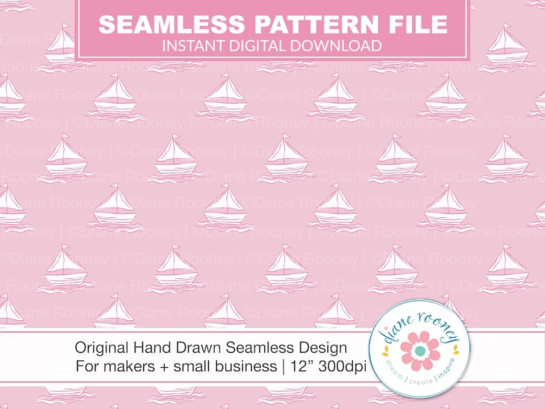 Pink Sailing Boats Seamless Pattern for Fabric Ocean Summer Yacht ...
