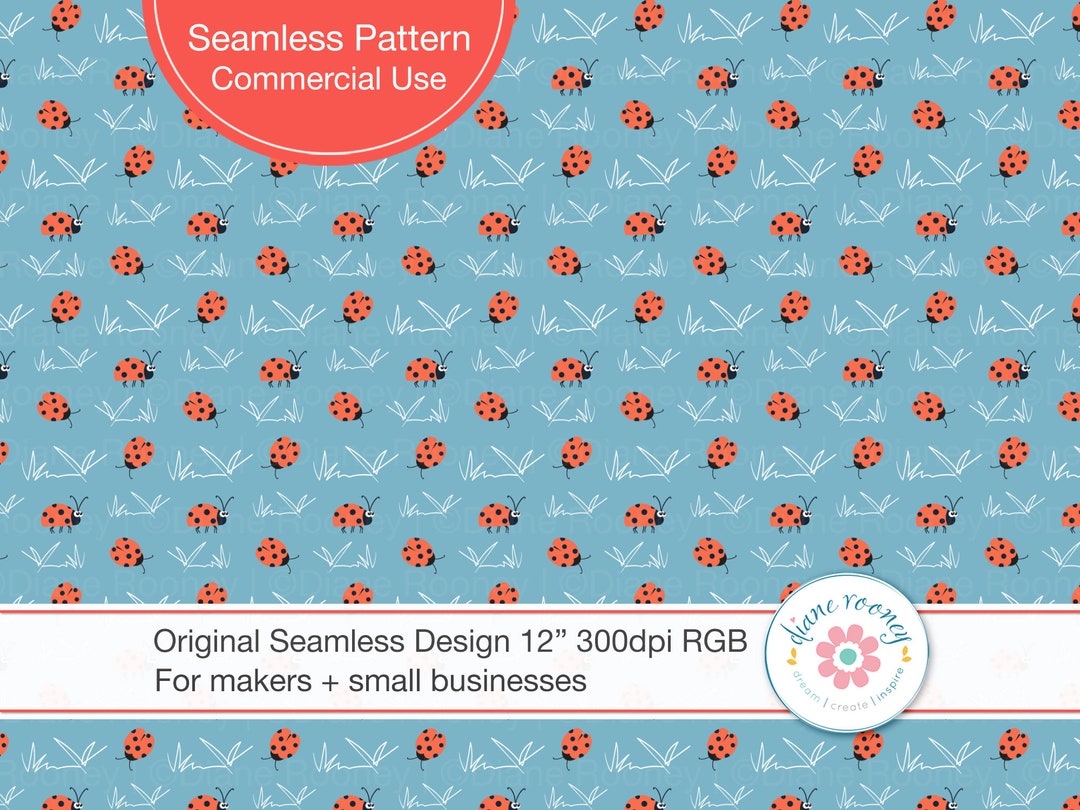 Cute Ladybug Seamless Pattern Digital Download Ladybird Seamless File ...