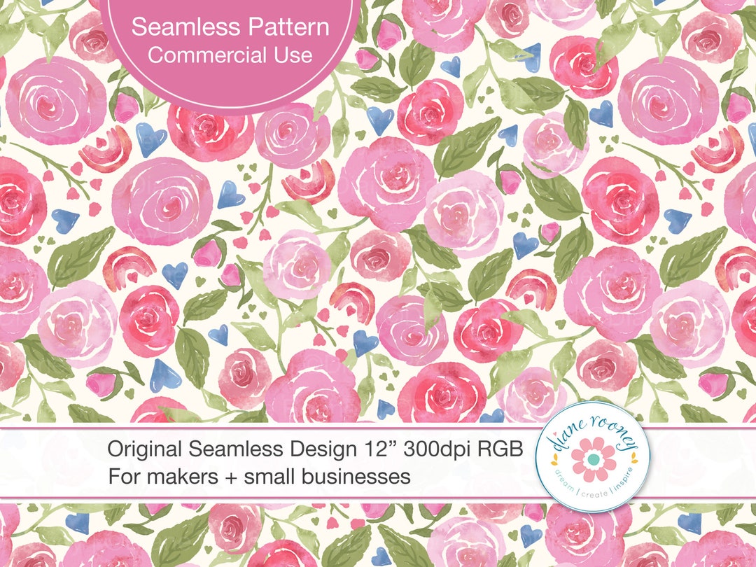 Rose Floral Seamless Pattern Digital Download for Fabric Valentine ...