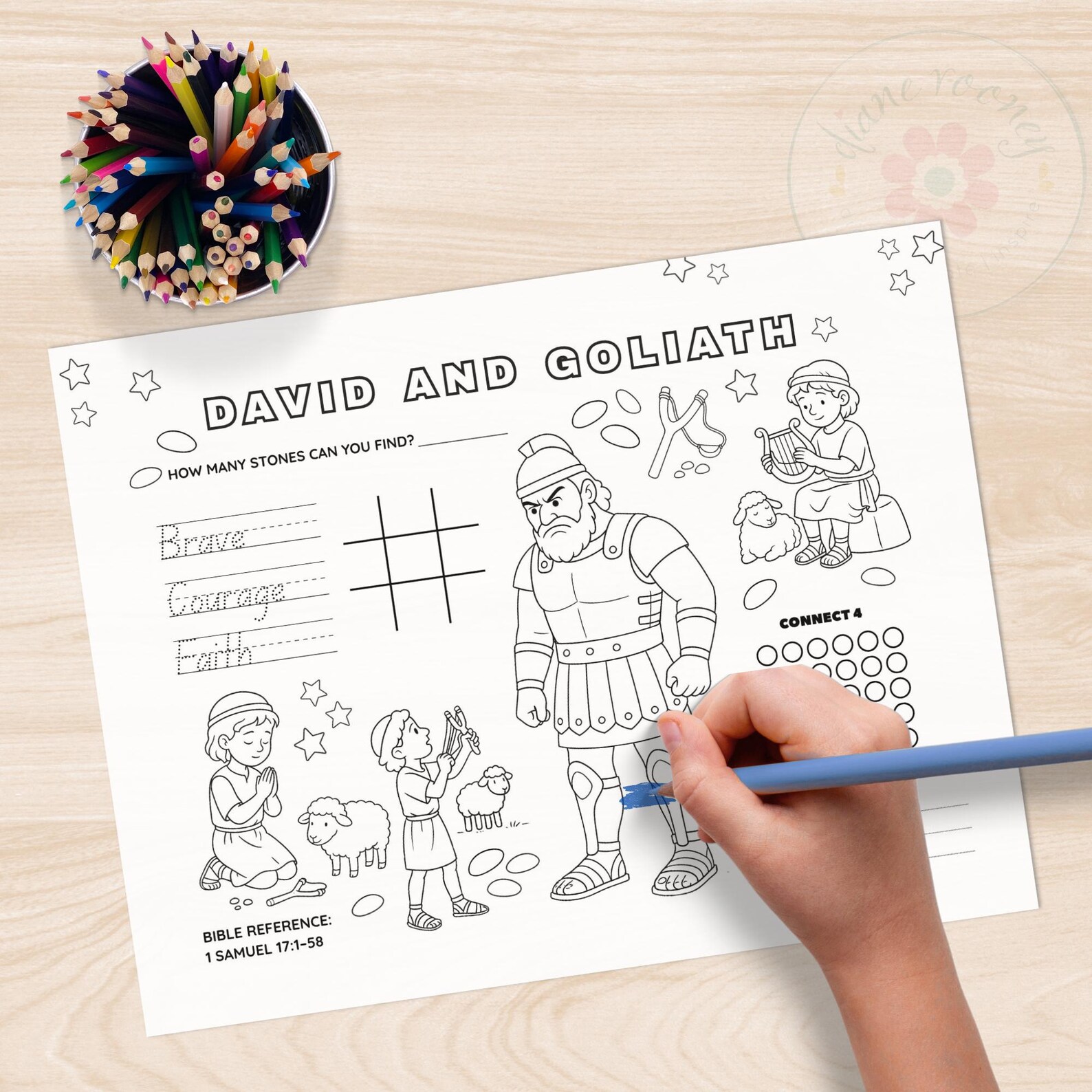 David and Goliath Activity Placemat PDF Sunday School Printable Kids ...