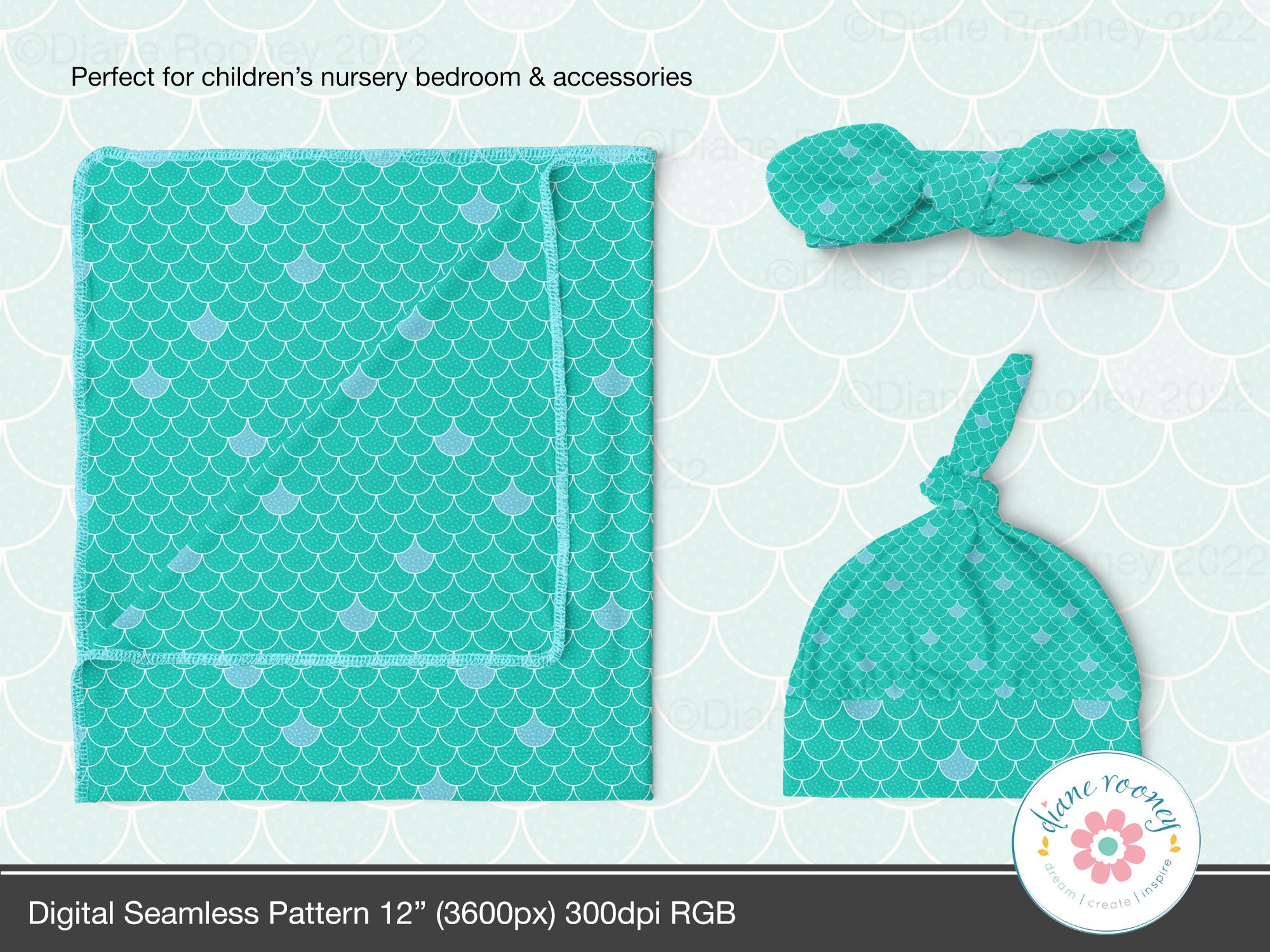 Teal Mermaid Scales Seamless Pattern Digital Repeat Pattern Digital ...