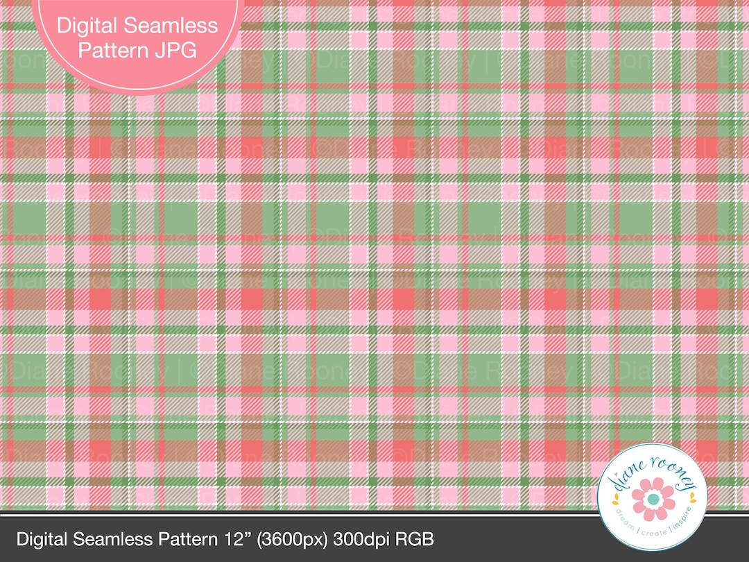 Pink and Green Check Plaid Seamless File, Tweed Seamless Pattern ...