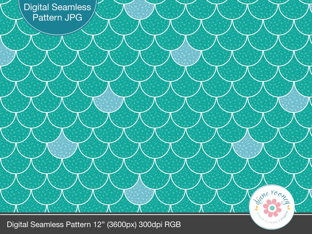 Teal Mermaid Scales Seamless Pattern Digital Repeat Pattern Digital ...