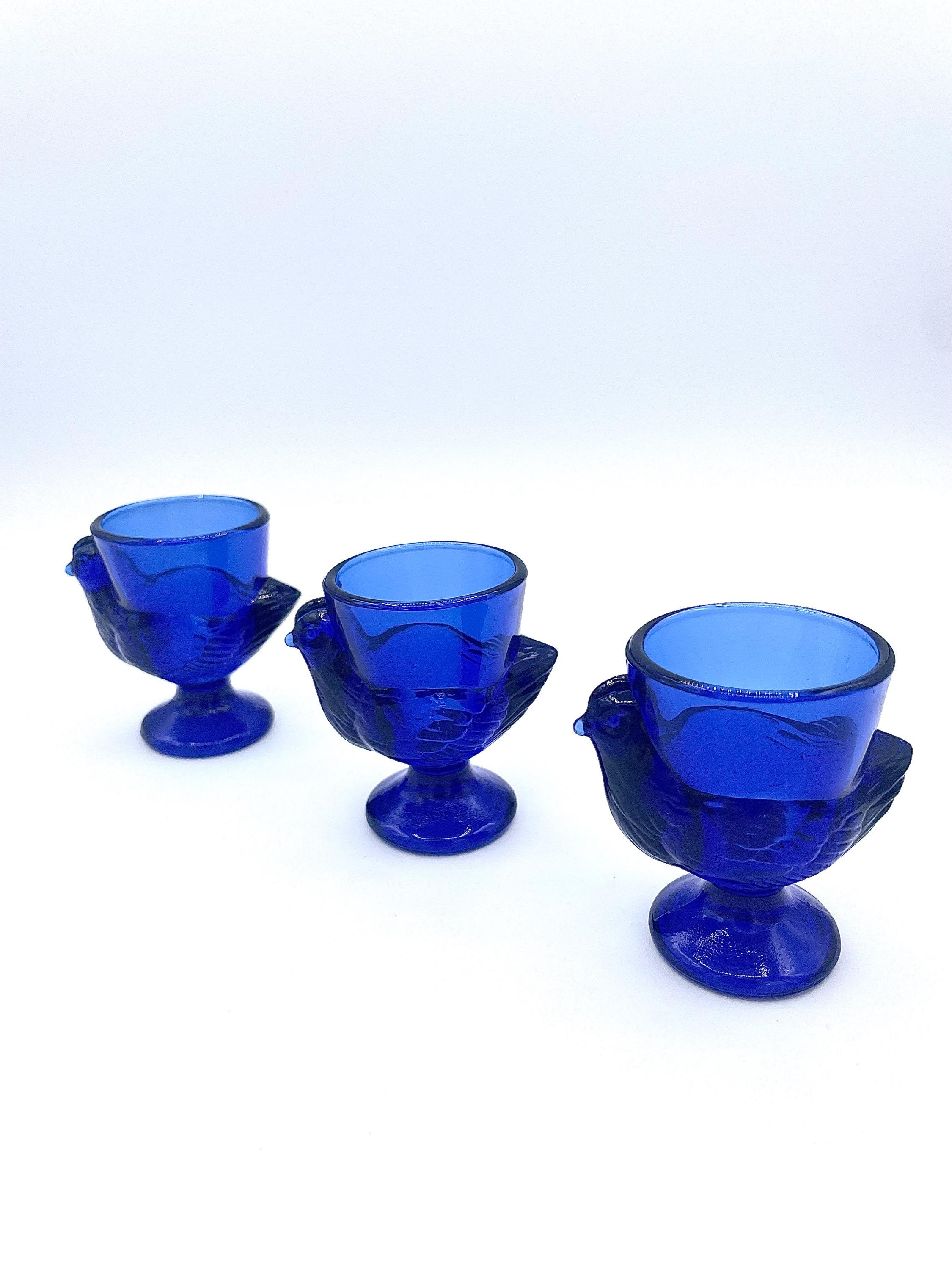 Vintage Luminarc Cobalt Blue Glass Egg Cups Hens Arc Made in France ...