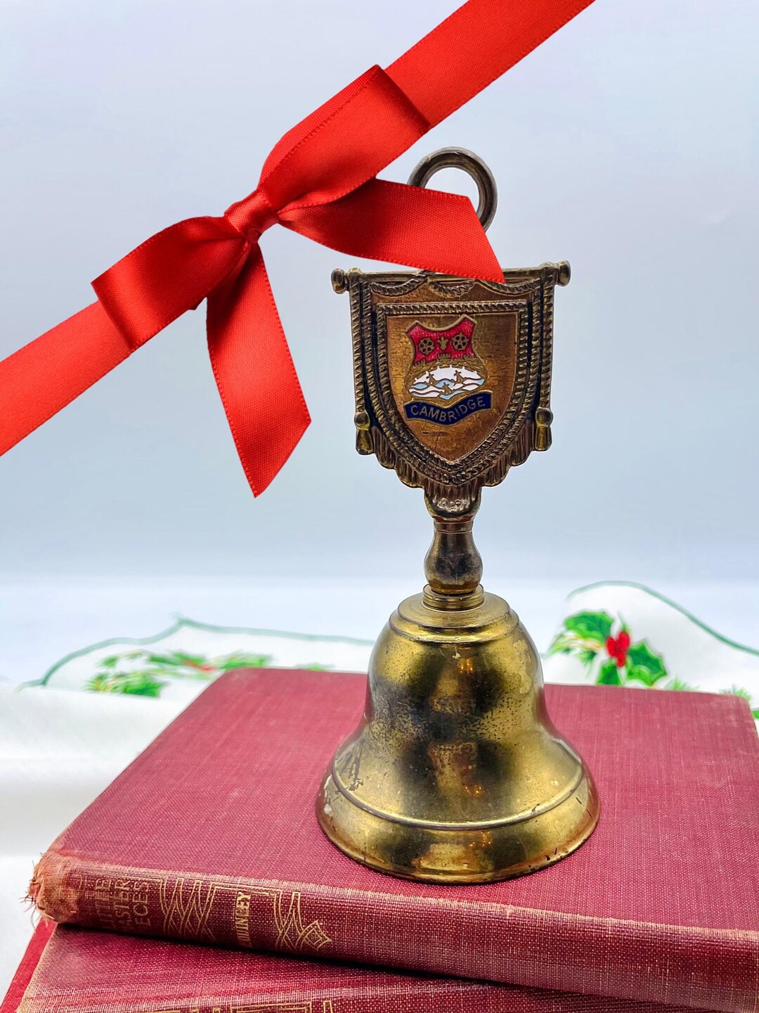 Vintage Brass Bell With Cambridge Coat of Arms Hand Bell Made in ...