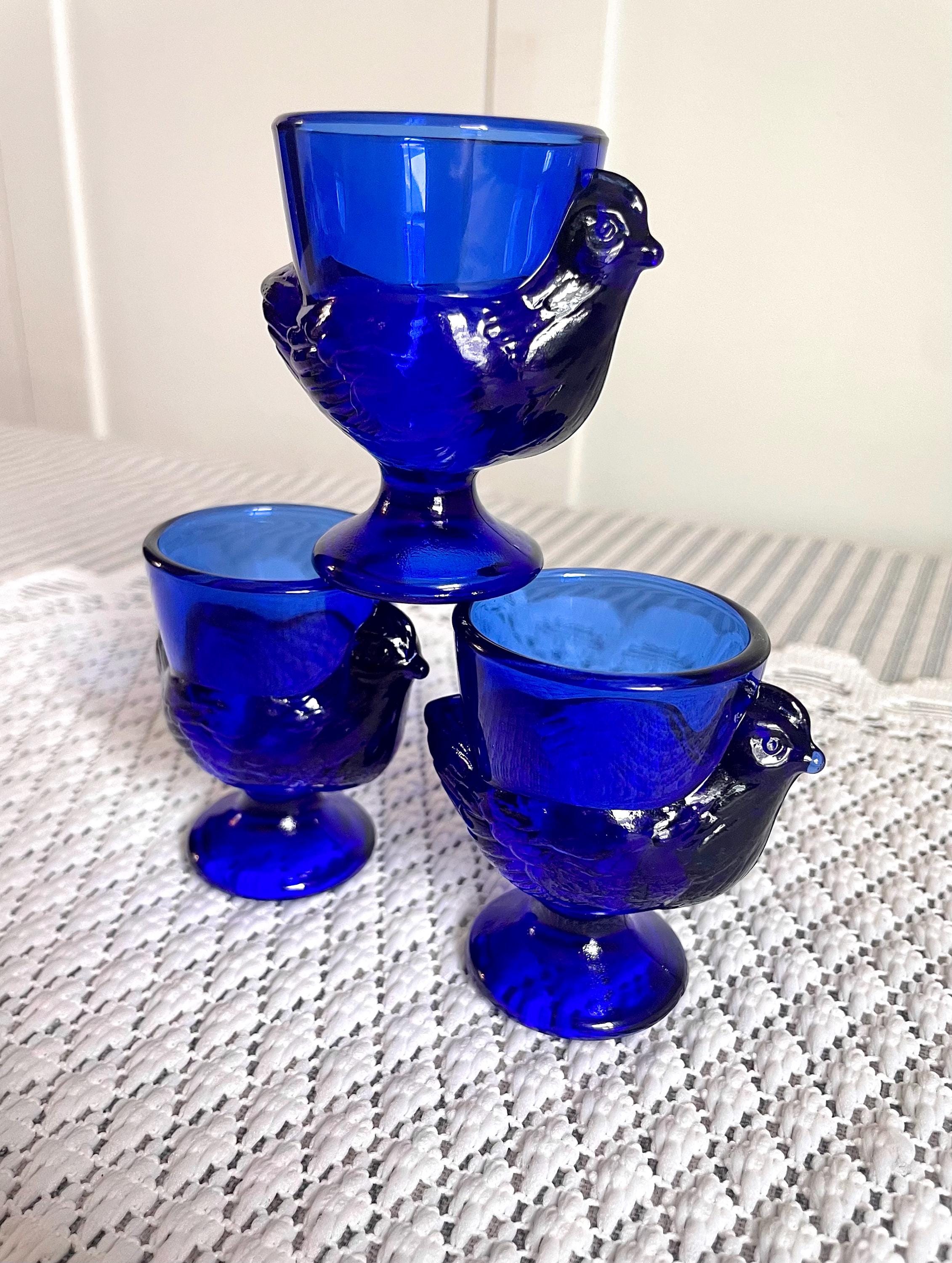 Vintage Luminarc Cobalt Blue Glass Egg Cups | Hens | Arc | Made in ...