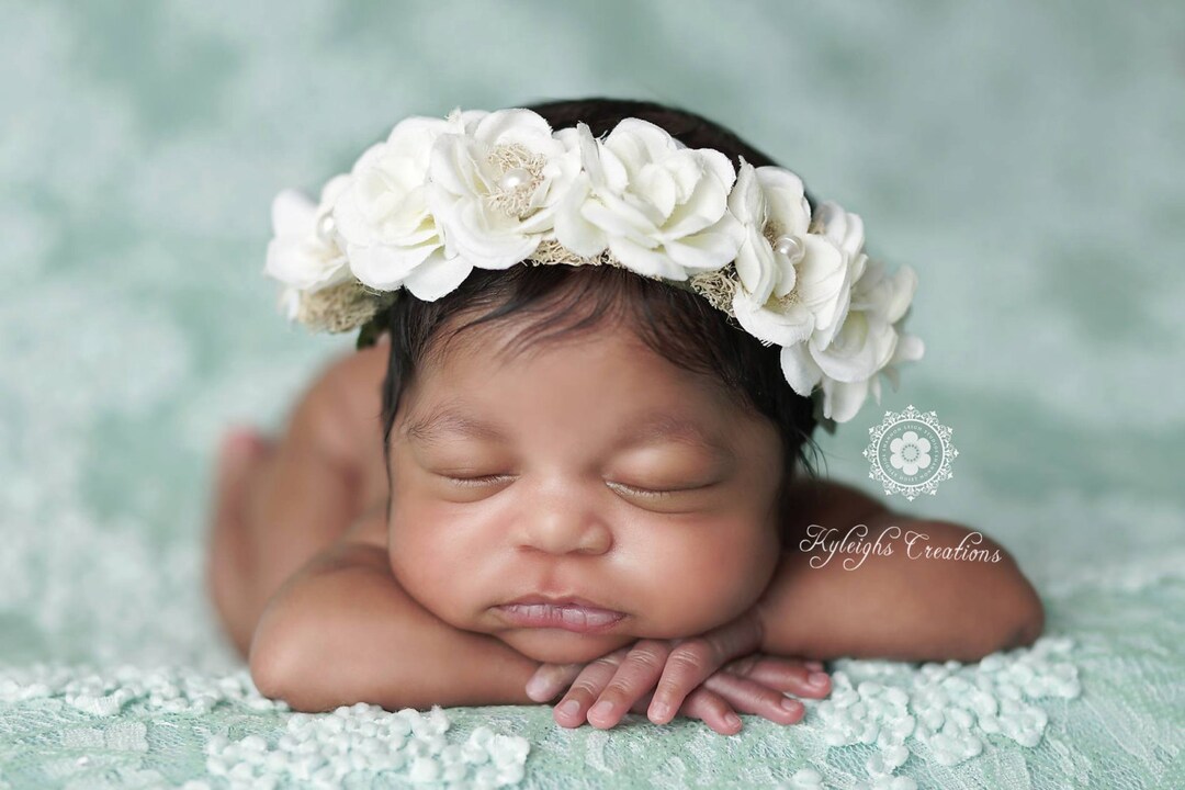 Ivory Flower Tieback, Natural Newborn Headbands, Floral Headband, White ...