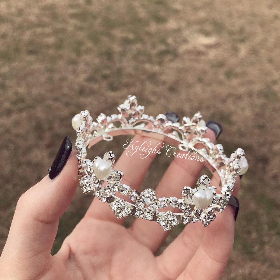 Perl White Heart Elegant Baby Tiara, Mini Tiara, Elegant Crown, Dainty ...