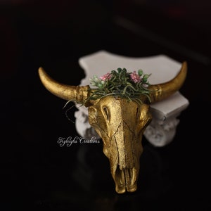 Small Gold Cow Skull Mini Cow Skull Floral Skull - Etsy