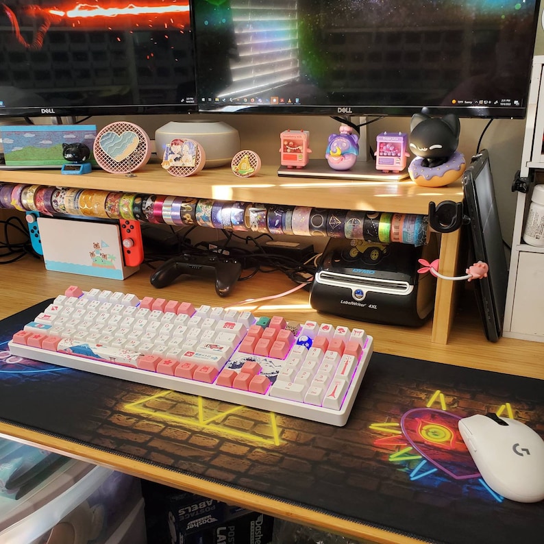 Loz Icons Neon Logo Desk Mat Mouse Pad With Triforce Ocarina - Etsy