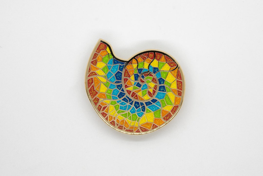 Rainbow Glitter Ammolite Ammonite Enamel Pin - Etsy