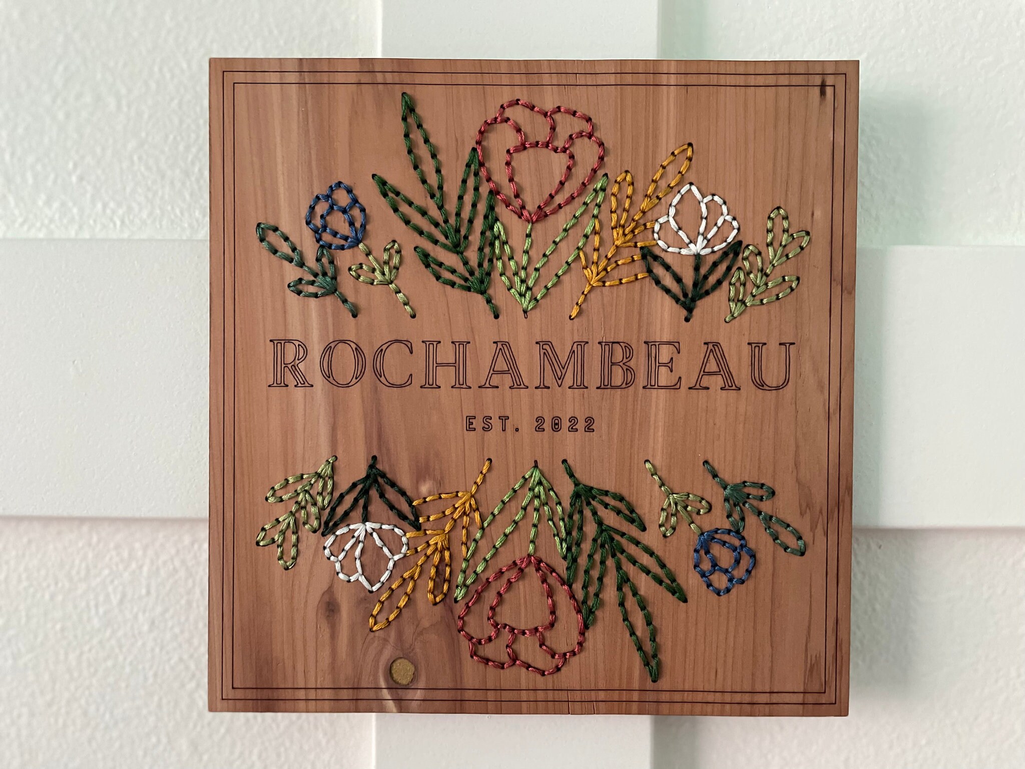 Customizable SVG Embroidery Name Sign for Laser Cutting, Glowforge Cut ...