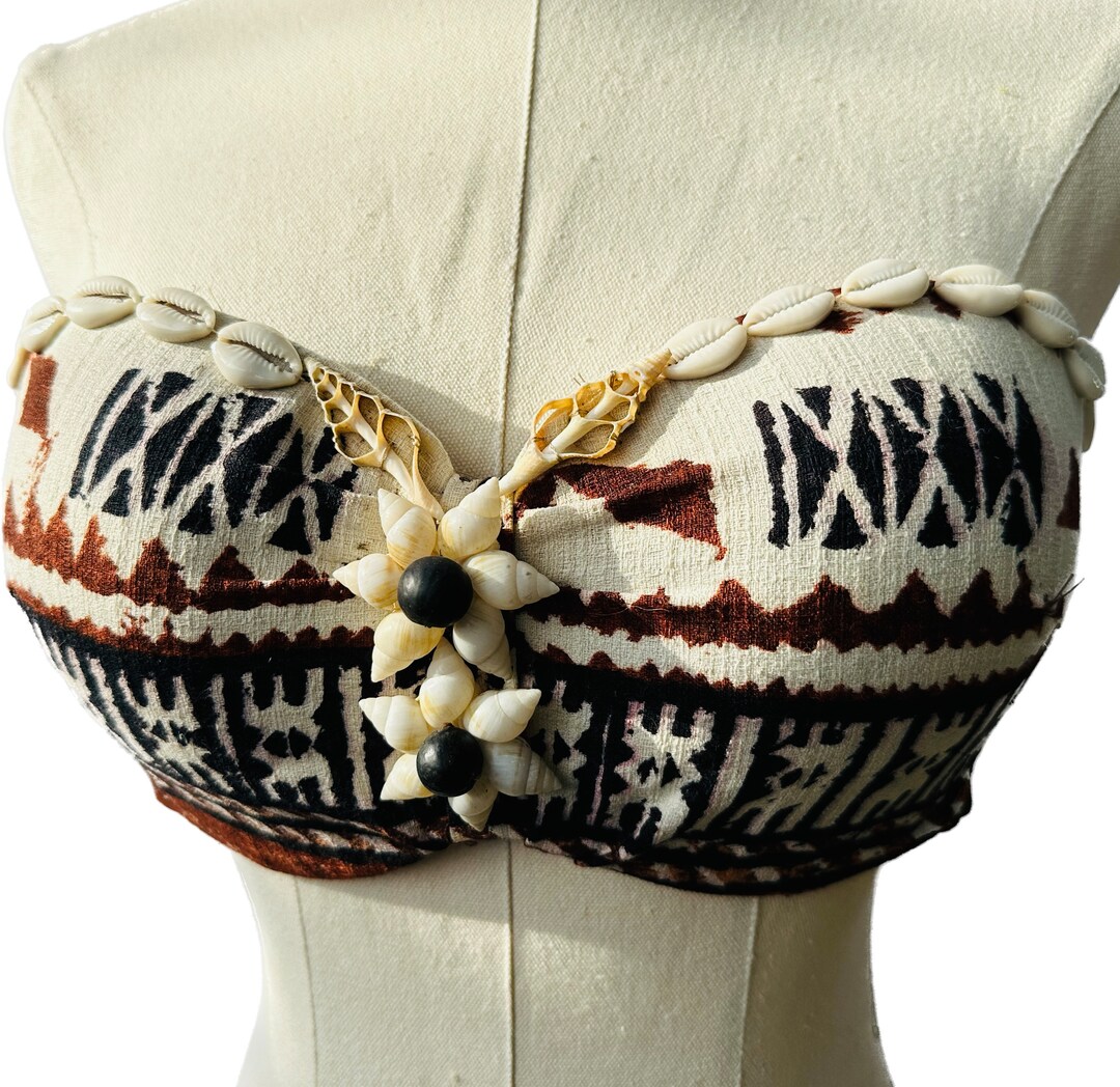 Tribal Print Bra With Cowry Shells - Etsy