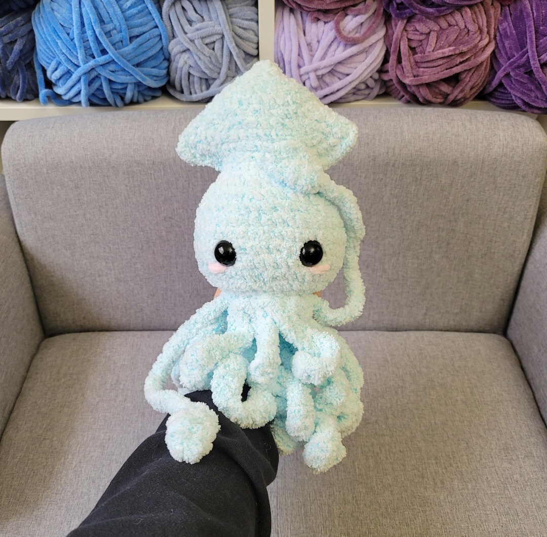 PLUSHIE: Crochet Fluffy Squid Amigurumi - Etsy