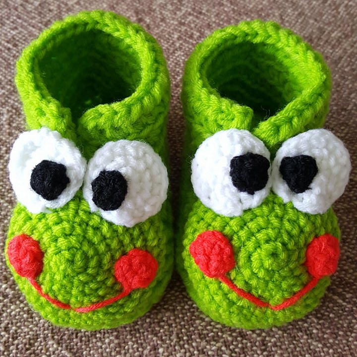 Handmade Crochet Baby Booties Frog. - Etsy Canada