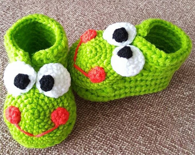 Handmade Crochet Baby Booties Frog. | Etsy