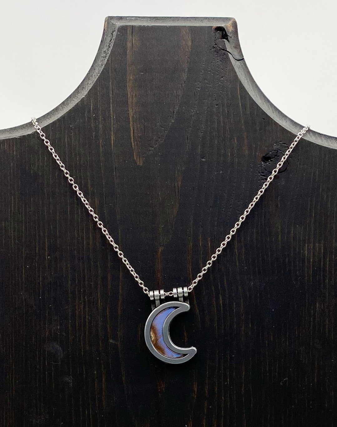 Moon Shaped Locket With Professionally Preserved Blue Morpho Butterfly ...