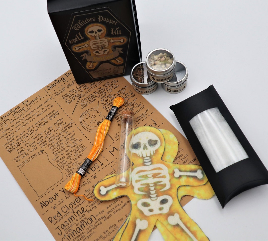Lucky Witches Poppet Spell Kit! Yellow- for Luck Spells! Create a Lucky ...