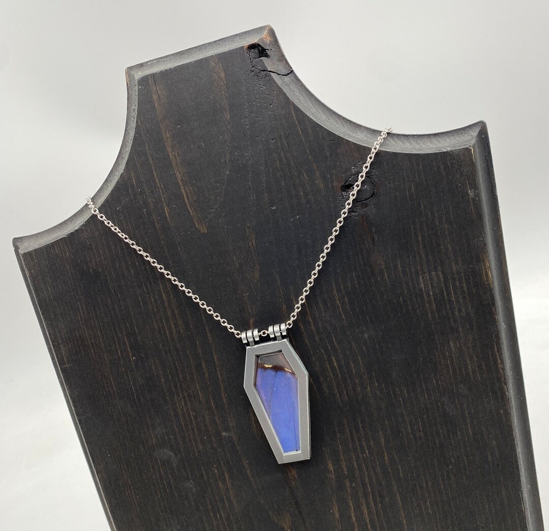 Coffin Locket Necklace With Professionally Preserved Blue Morpho ...