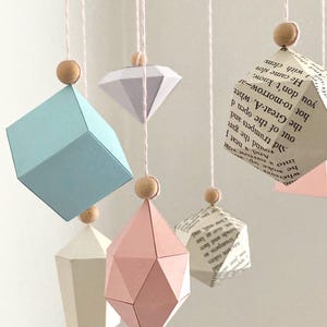 Geometric Paper Mobile: Pastels and Book Page - Etsy